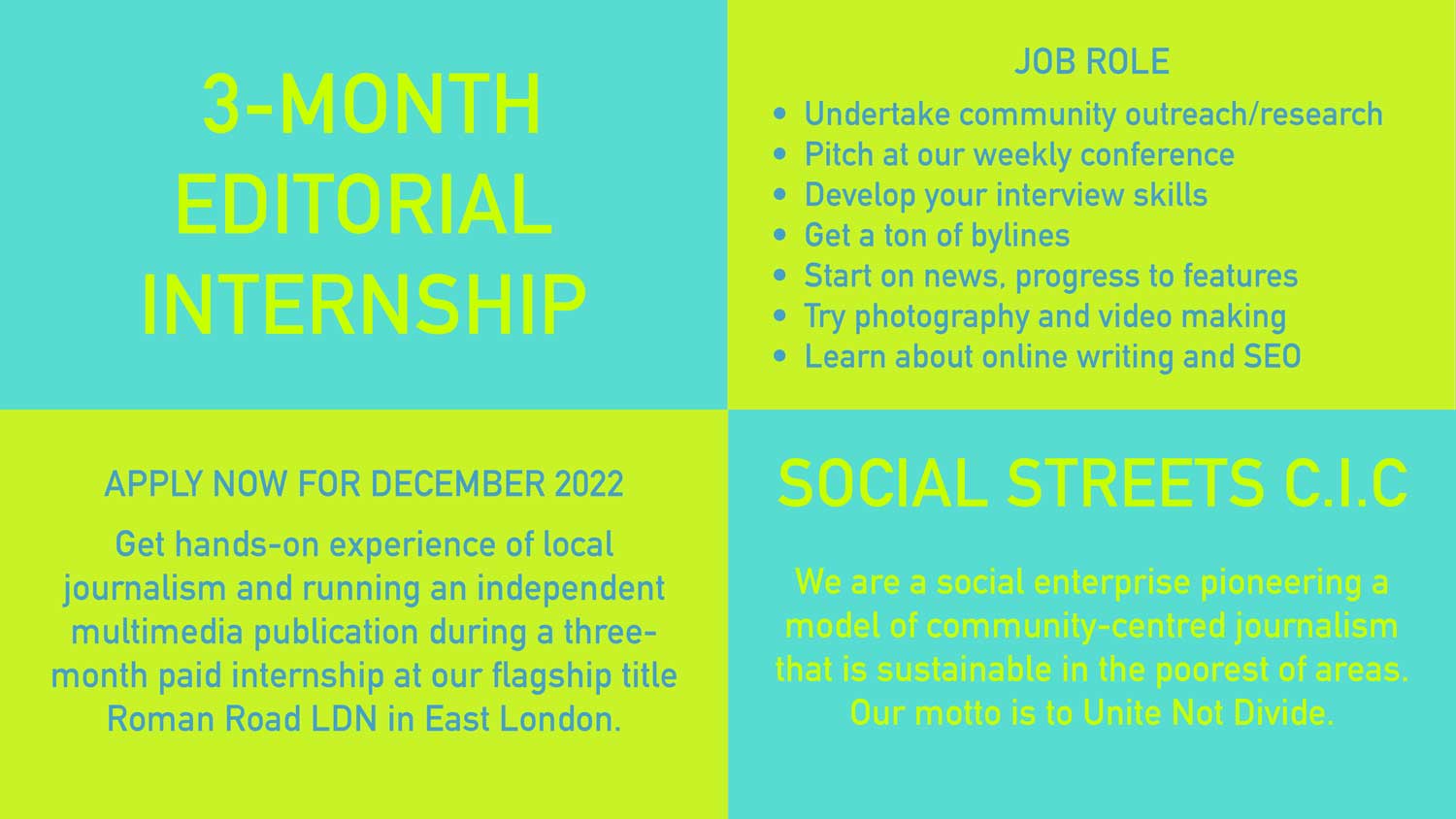 Internships in local journalism — Social Streets